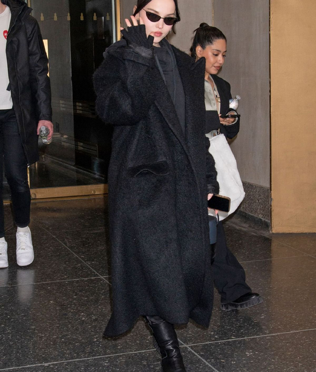 Dove Cameron Black Wool Coat