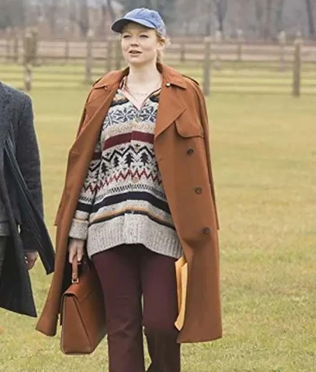 Sarah Snook Succession Brown Coat | Shiv Roy Coat