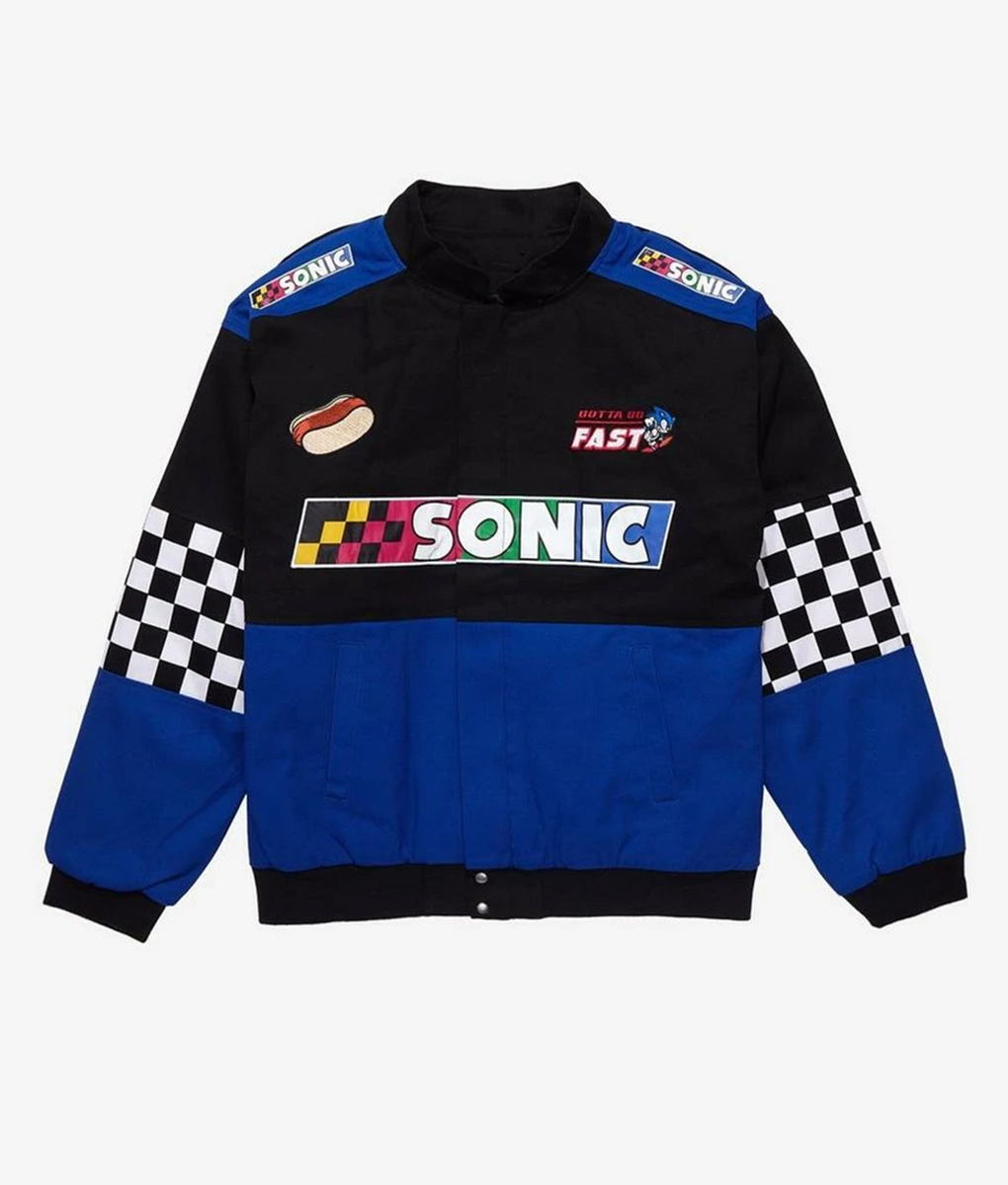 Sonic the Hedgehog Blue & Black Cotton Jacket | Lucacci Leather