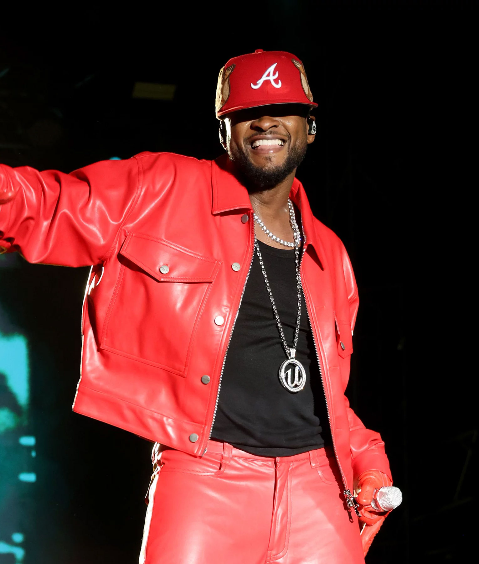 Usher The Roots Picnic 2023 Red Leather Jacket | Lucacci Leather