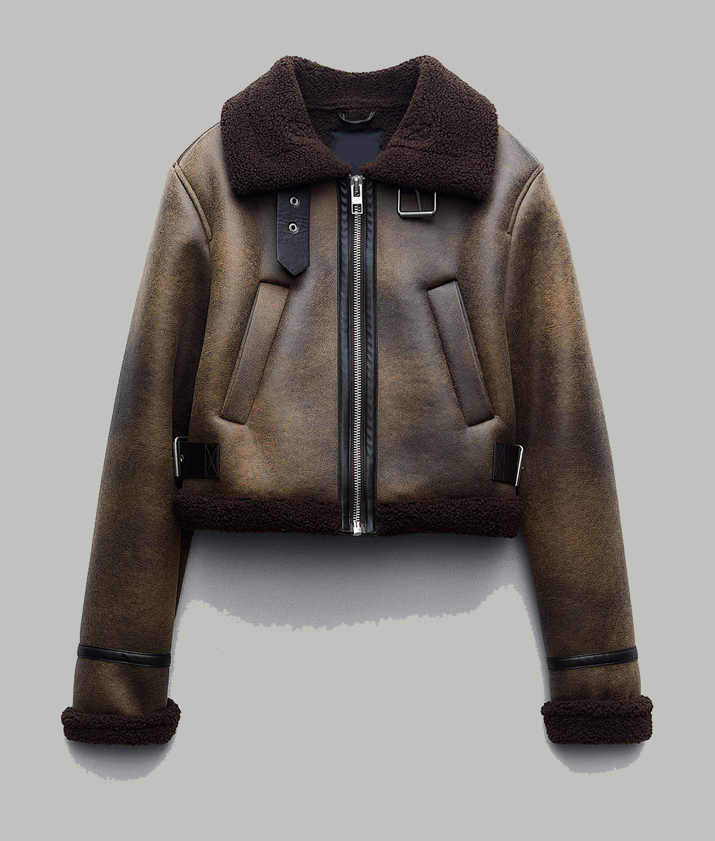 Tracker Billie Matalon (Sofia Pernas) Brown Shearling Leather Jacket