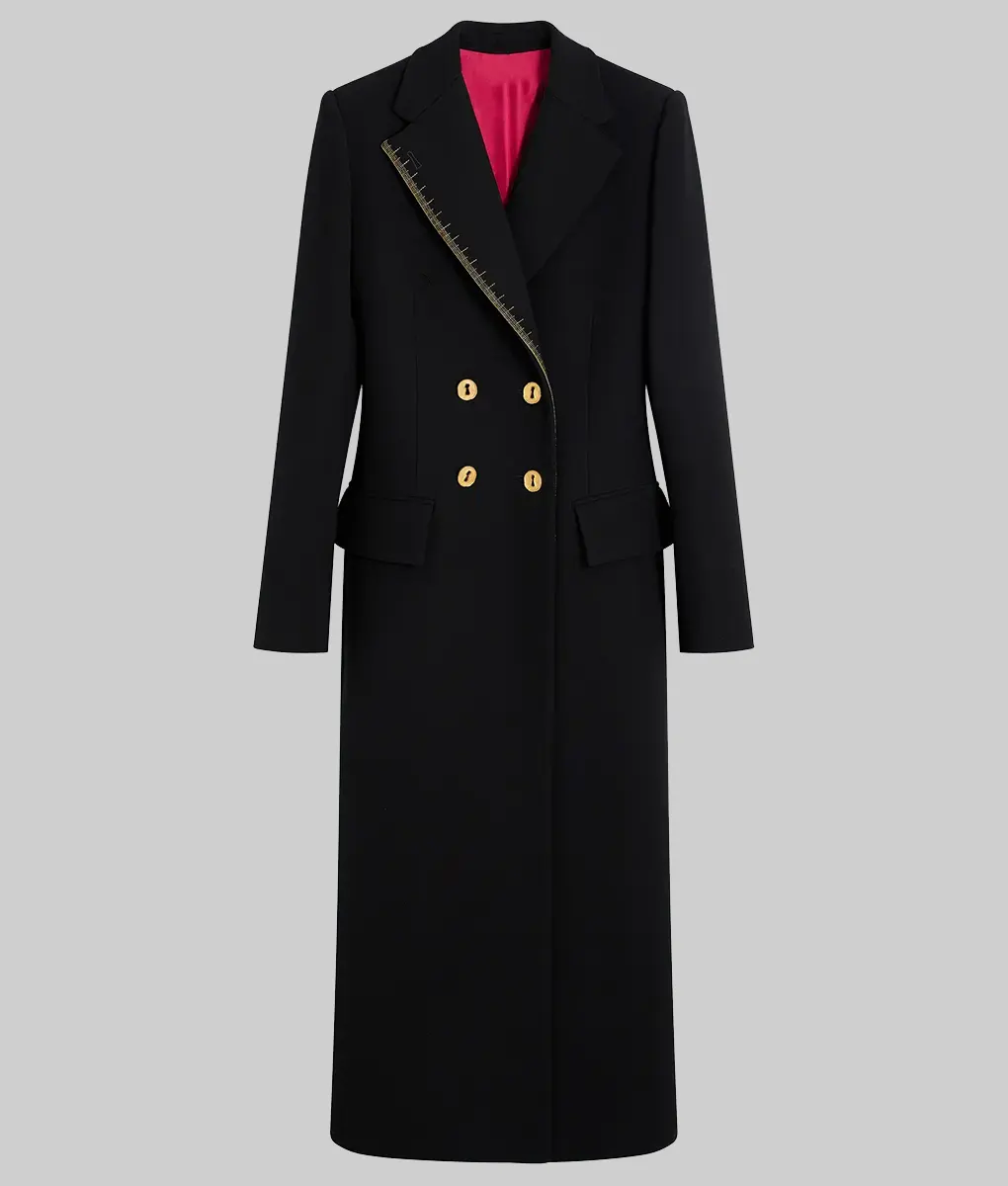 Nicki Minaj Black Wool Coat | Lucacci Leather